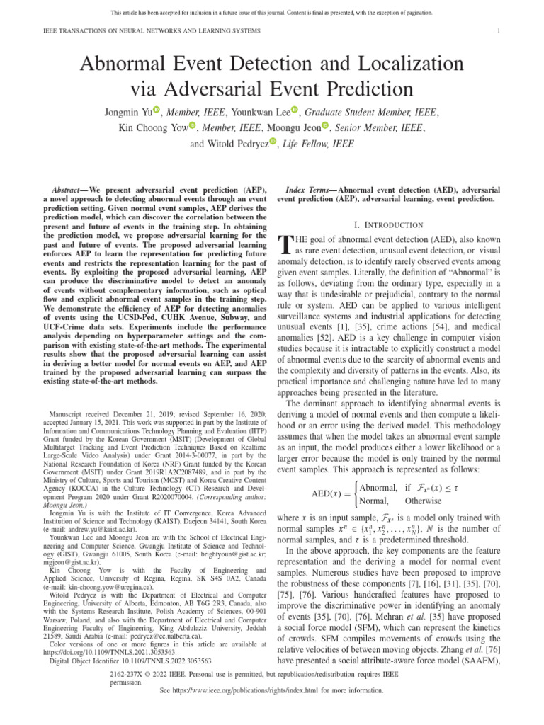 Abnormal Event Detectionand Localization Pdf Artificial Neural
