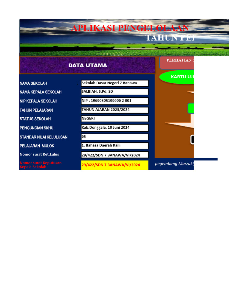 Aplikasi Pengelolaan Nilai Skhu 2024 | PDF