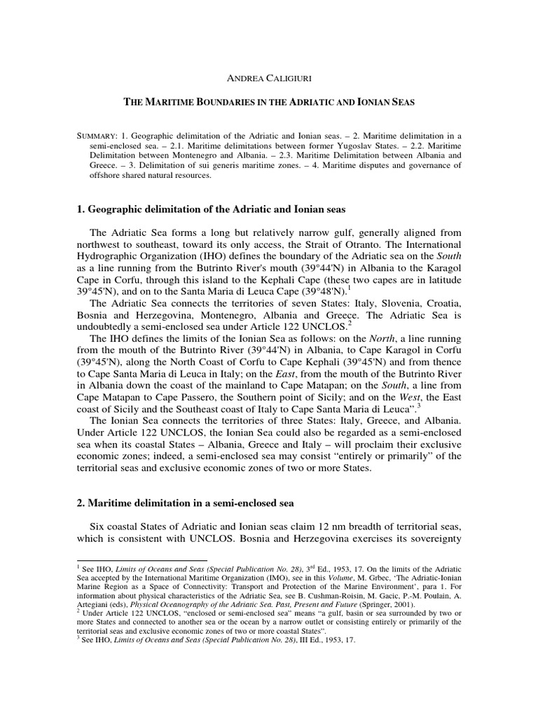 The Maritime Boundaries in The Adriatic | PDF | Territorial Waters | United Nations Convention ...