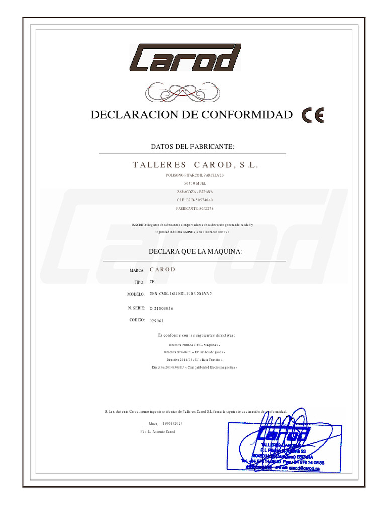 Certificado Carod | PDF