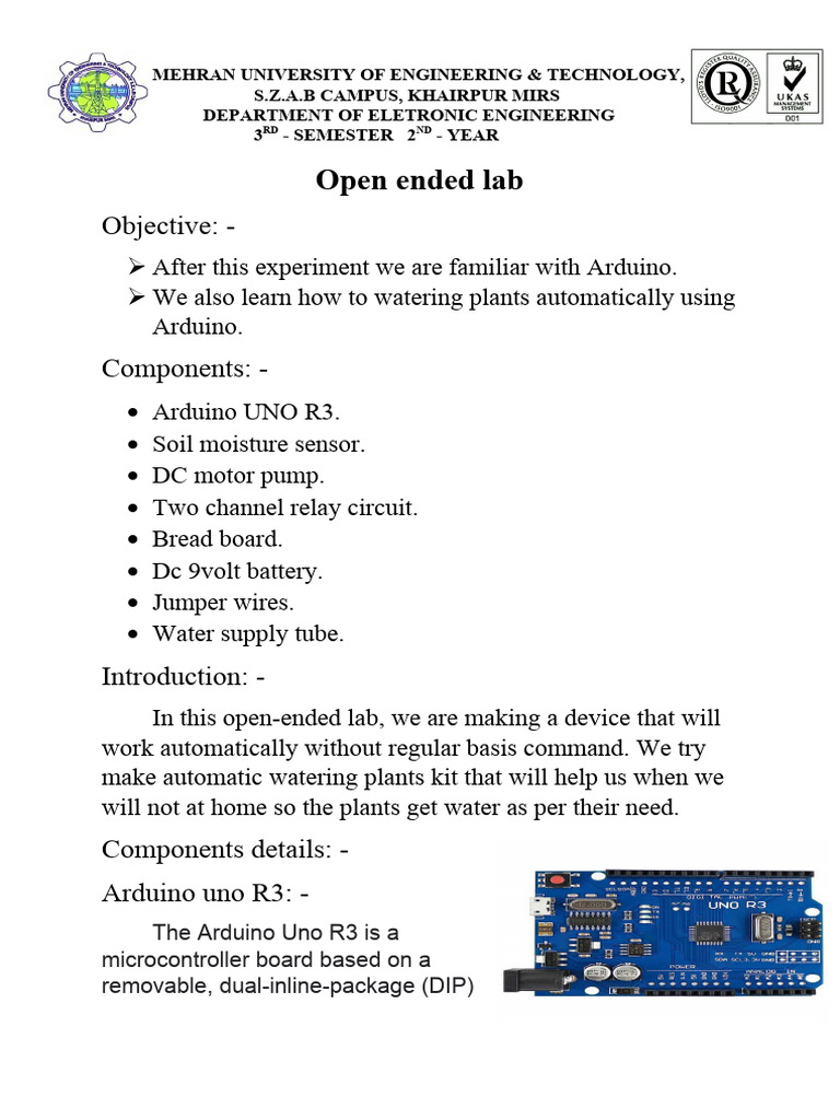 Lab report 0f IES Project | PDF | Arduino | Electronics