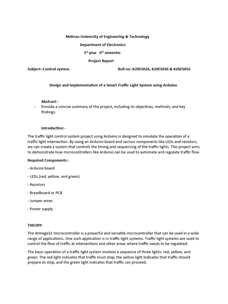 Lab Report C&S Sem6th | PDF | Arduino | Traffic Light