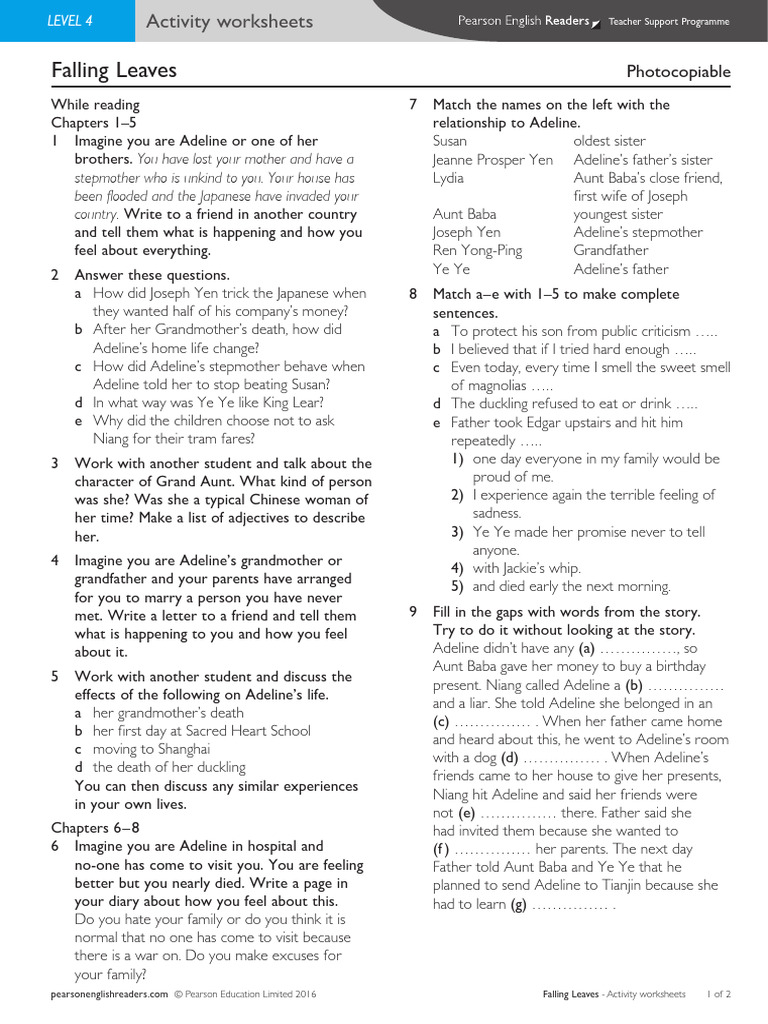 Falling Leaves Activity Worksheets | PDF