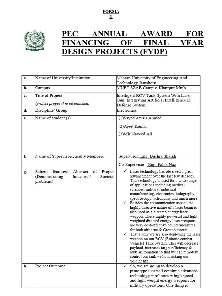 Sample Performa (PEC Form) 25 | PDF | Tanks | Military Technology