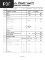 HSD Properties Standard Specifications | PDF | Diesel Fuel | Viscosity