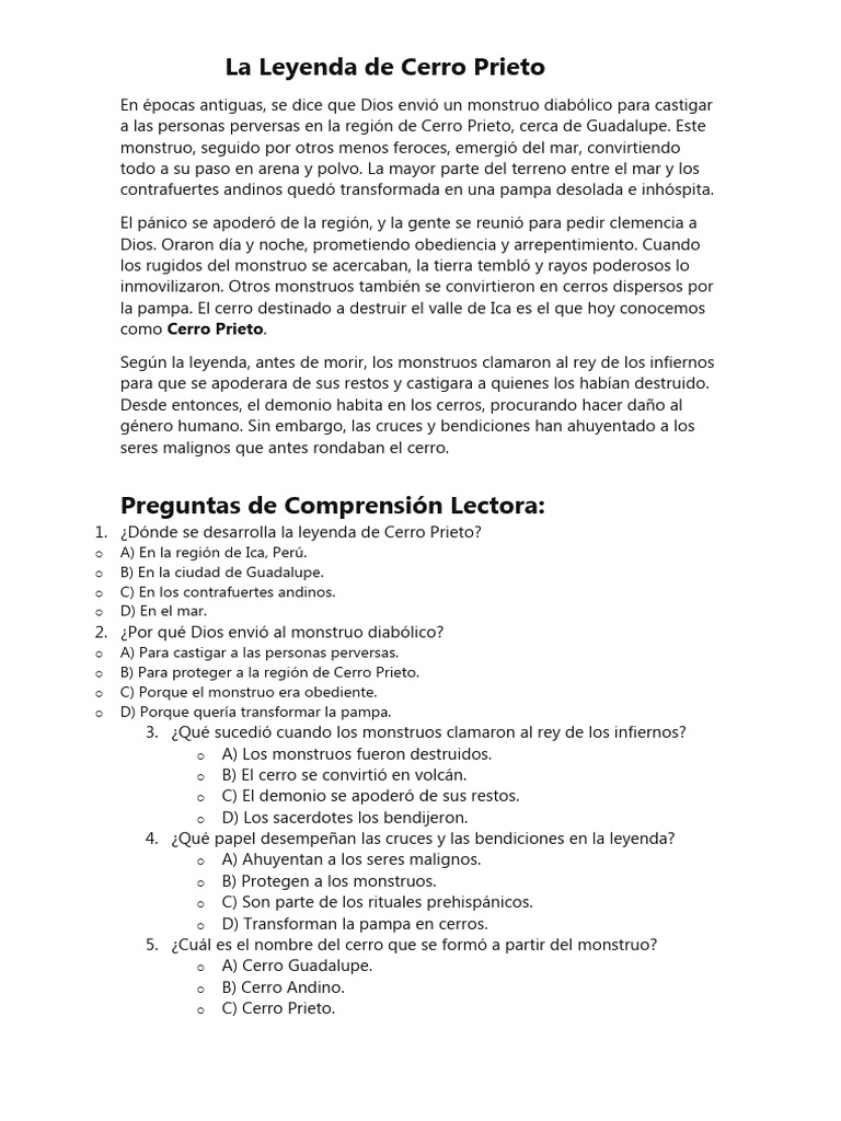 La Leyenda de Cerro Prieto | PDF
