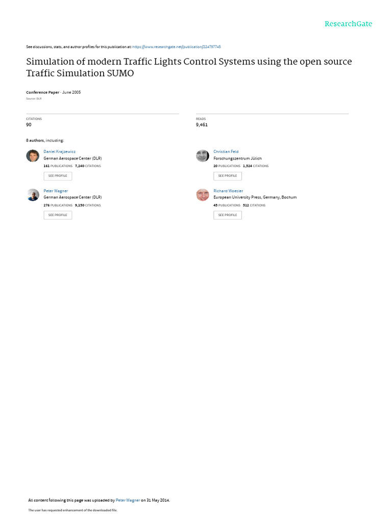 Simulation Of Modern Traffic Lights Control System Pdf Traffic Traffic Light