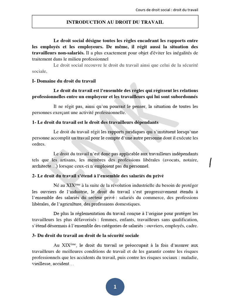 Cours de Droit Du Travail Cimfep BTS | PDF | Heures supplémentaires ...