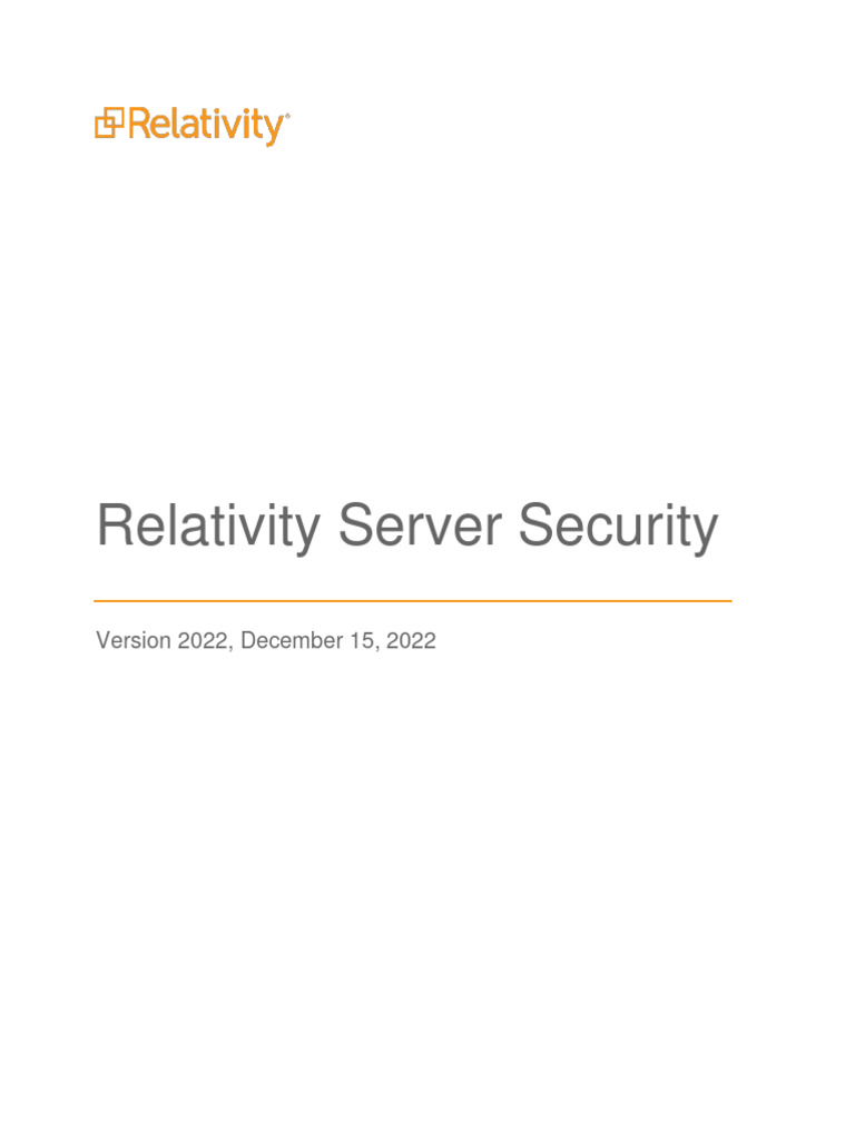 Relativity Server Security - 2022 | PDF | Http Cookie | World Wide Web