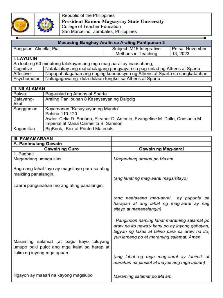 Dlp Pag Unlad Ng Athens at Sparta | PDF