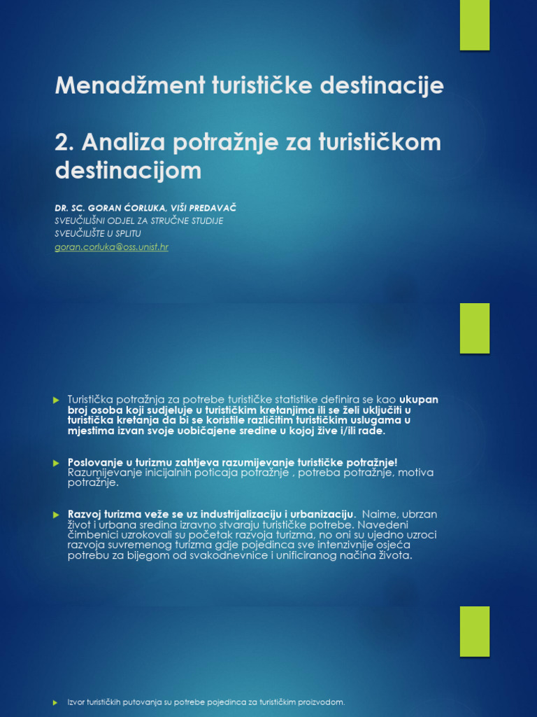 Analiza Potražnje Za Turističkom Destinacijom | PDF