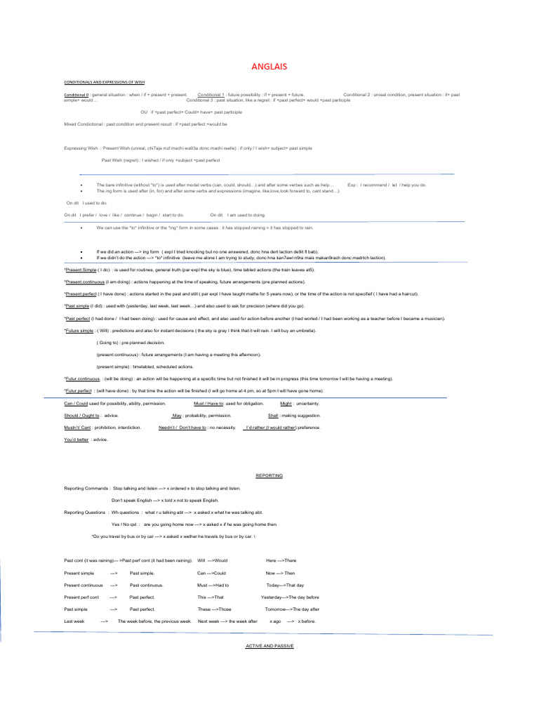 Anglais Yns | PDF | Linguistics | Grammar