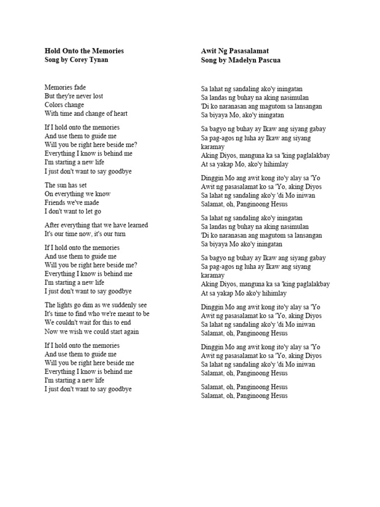 Awit ng Pasasalamat Lyrics Overview | PDF | Religion & Spirituality ...