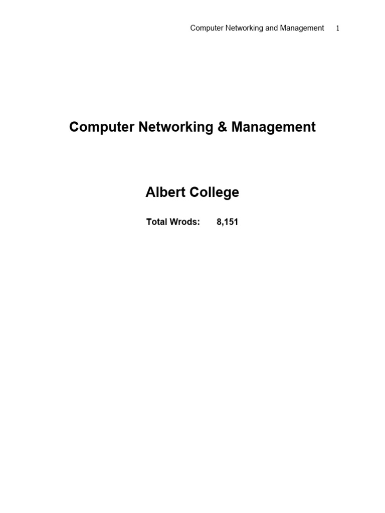 Computer Networking & Management: Total Wrods: 8,151 | PDF ...