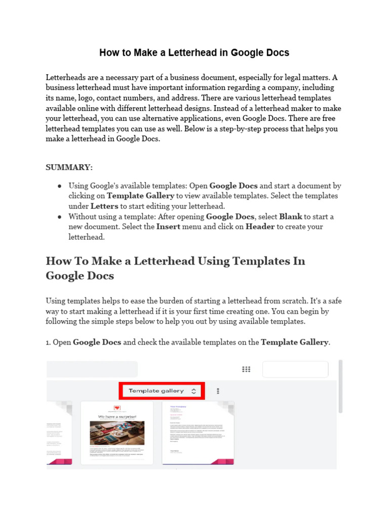 Create Letterhead in Google Docs | PDF | Computing | Software