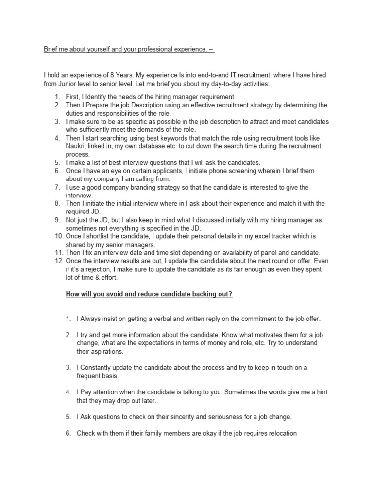 Interview Draft Prep | PDF | Recruitment | Business