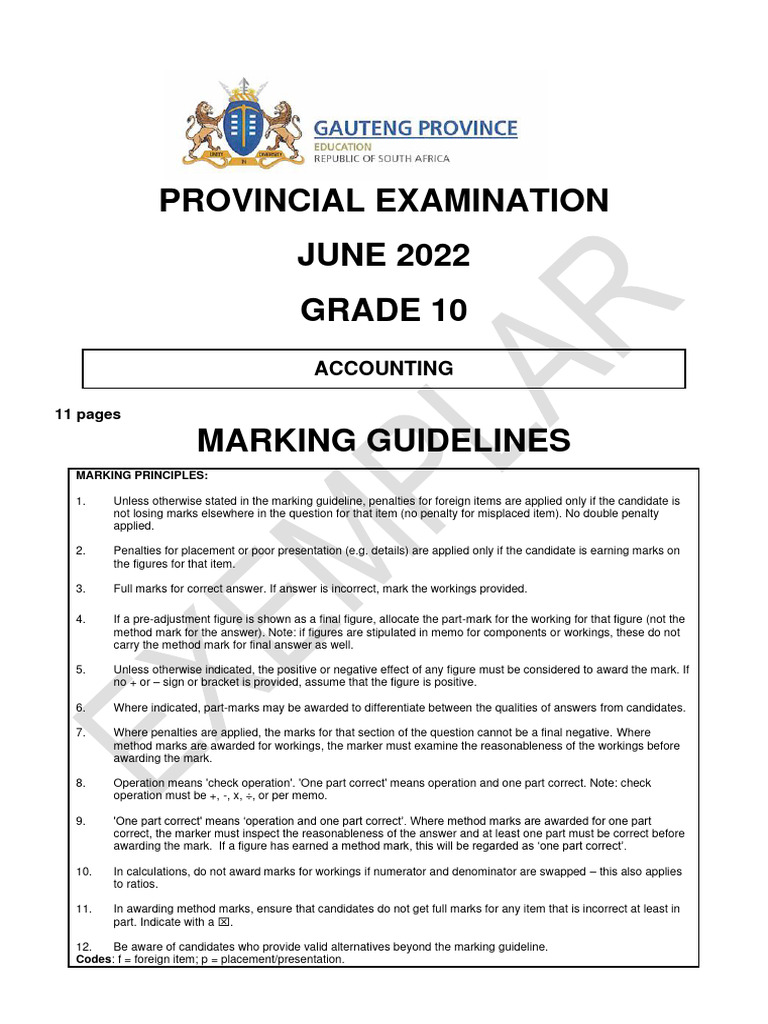 Gr10 ACC P1 (ENG) June 2022 Possible Answers | PDF | Salary | Debits And Credits