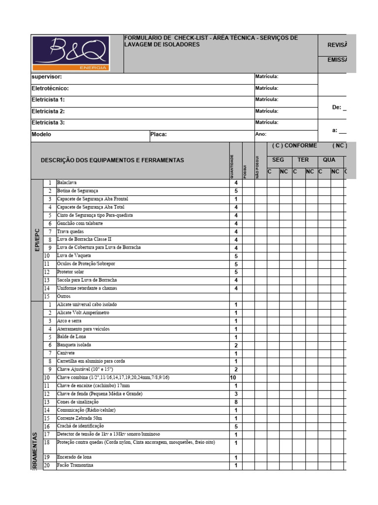 655941427-Formulario-Check-List-Linha-Viva | Download grátis PDF ...