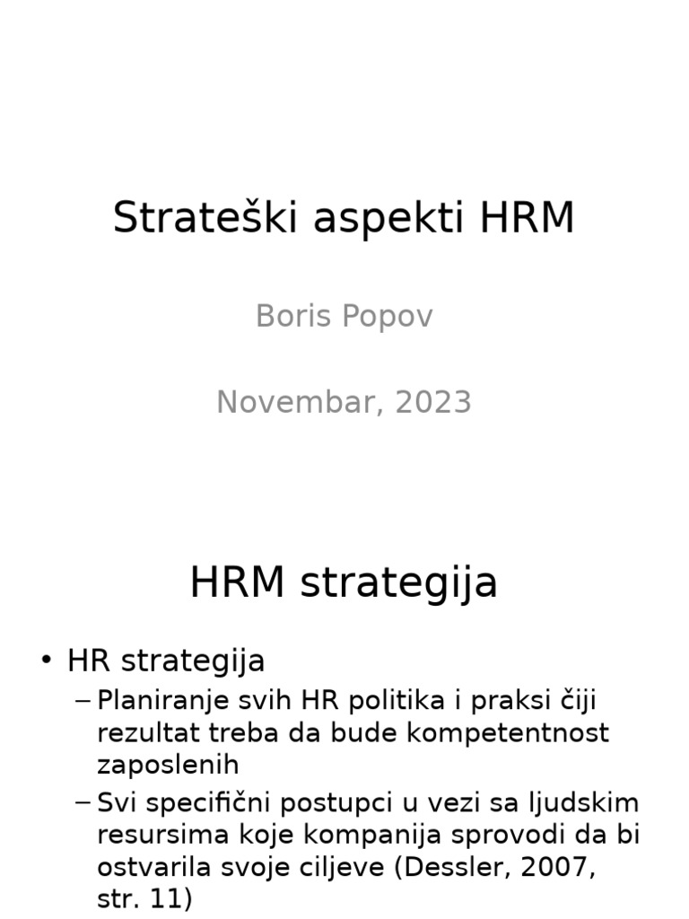 HRM1 - 2023-24 - 02a - Strategija Planiranje Ljudskih Resursa | PDF