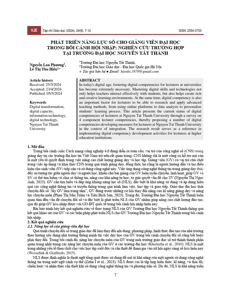 PHT Trin NNG LC S Cho Ging Vin I HC Trong Bi CNH Hi NHP Nghin Cu TRNG HP Ti TRNG I HC Nguyn TT ...