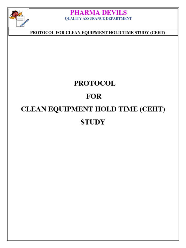 Clean Equipment Hold Time Study Protocol | PDF | Sampling (Statistics) | Quality Assurance