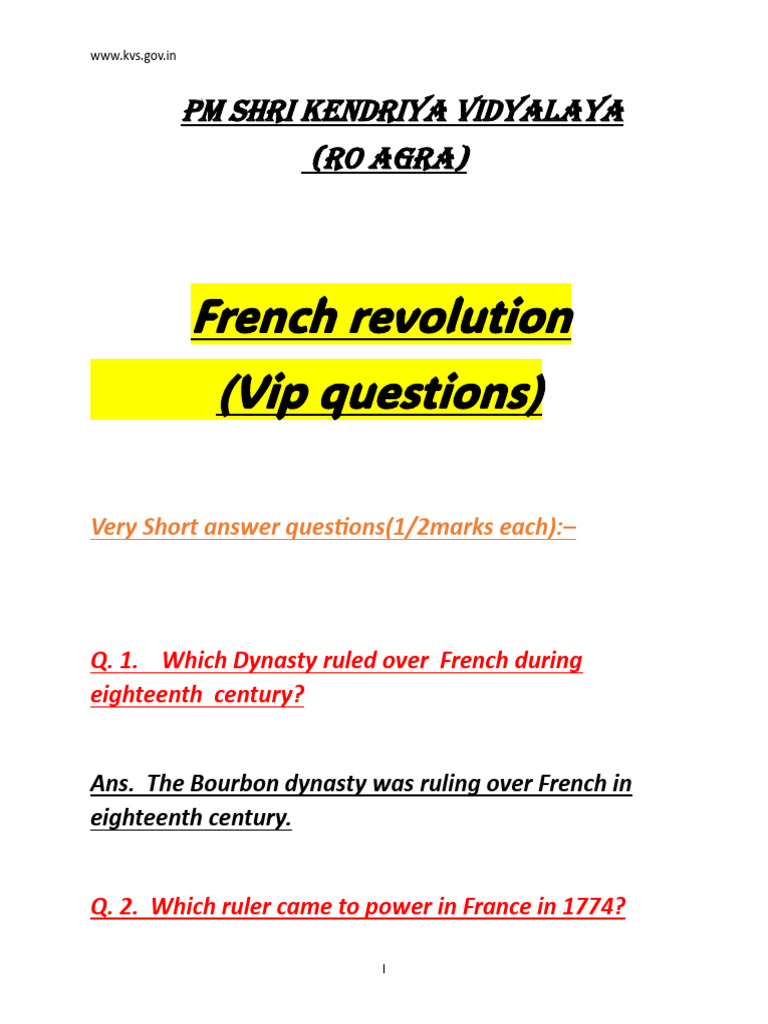 French Revolution: Key Questions & Answers | PDF | French Revolution ...