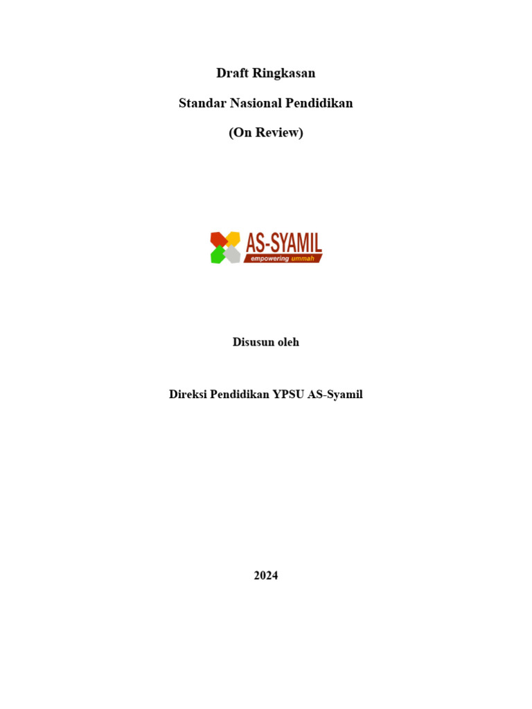 Draft Ringkasan Standar Nasional Pendidikan | PDF