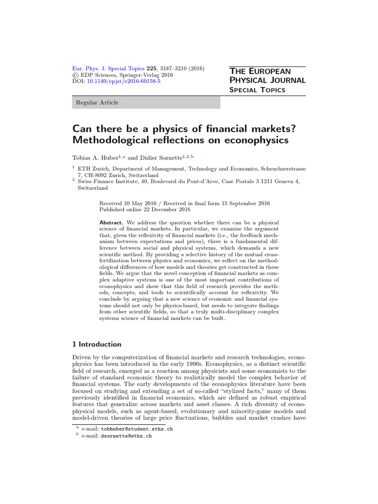 4 Can There Be A Physics of Financial Markets | PDF | Economics | Physics