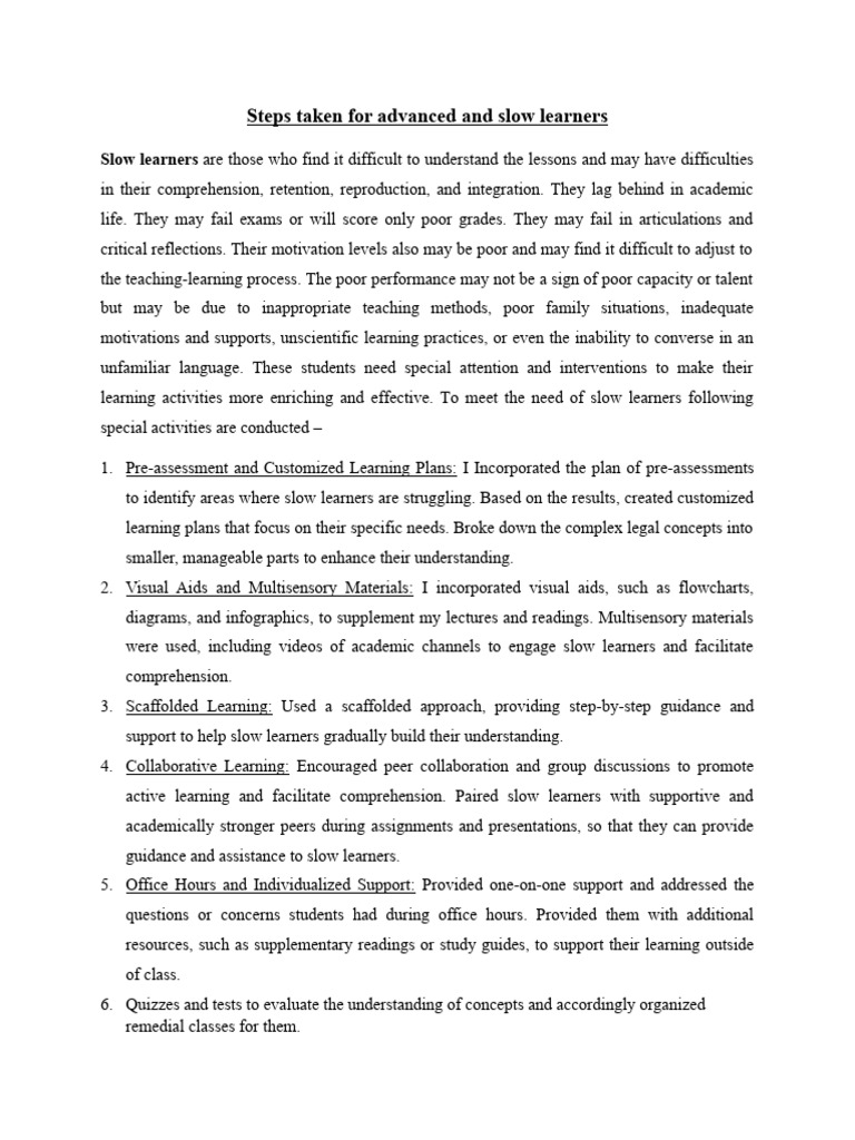 Slow Learners Fast Learners | PDF | Learning | Mentorship