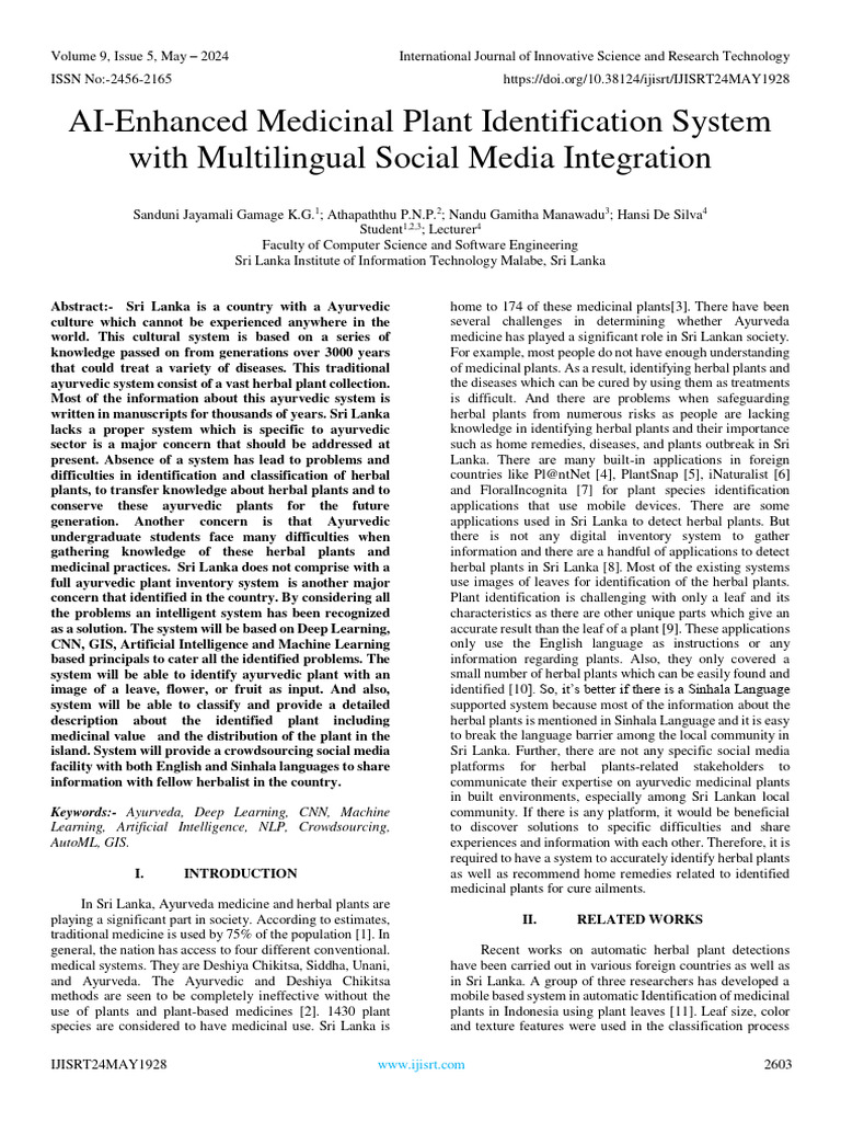 AI-Enhanced Medicinal Plant Identification System With Multilingual Social Media Integration ...