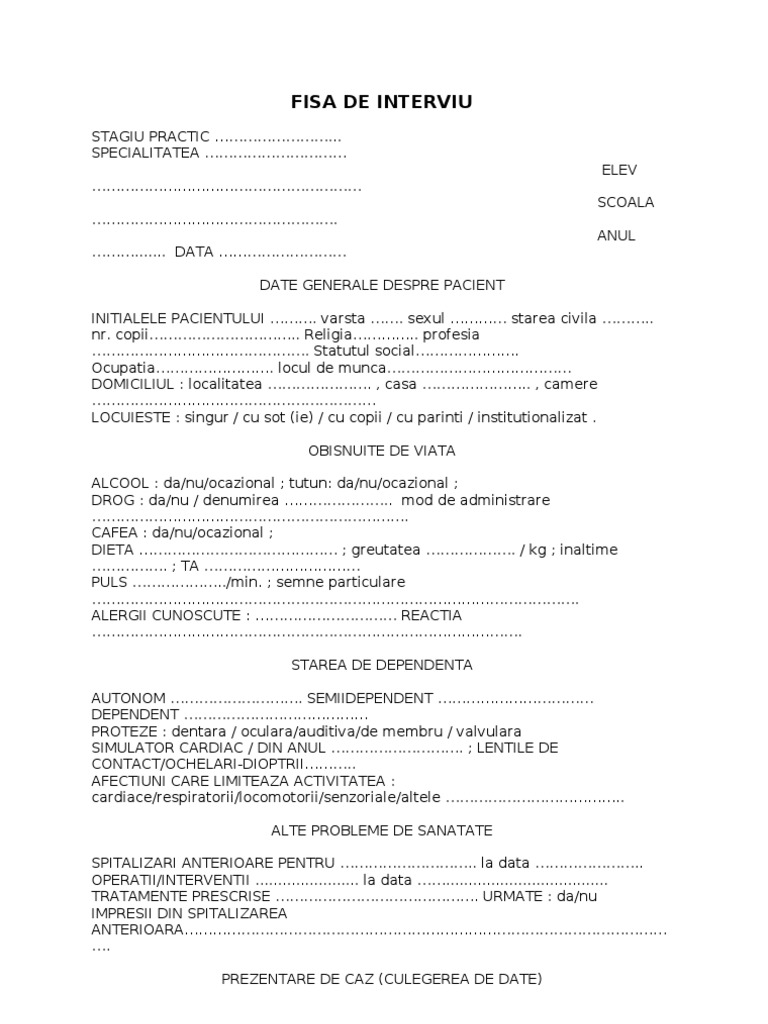 Fisa de Interviu | PDF