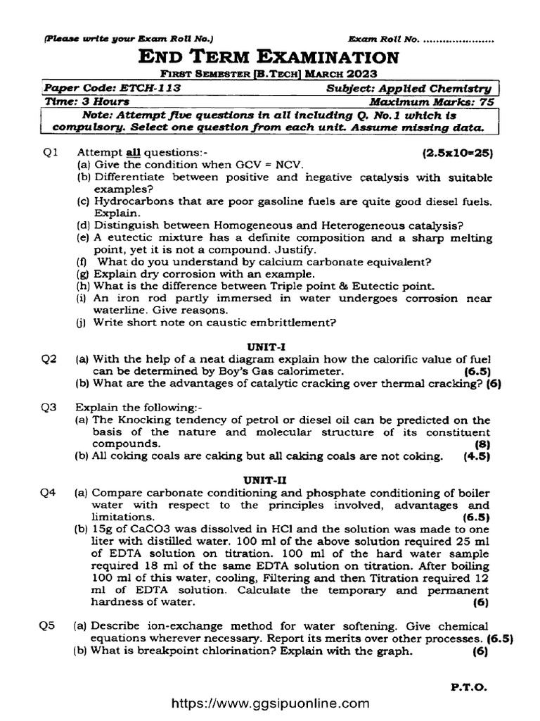 Btech 1 Sem Applied Chemistry Etch 113 Mar 2023 | PDF Btech 1 Sem Applied Chemistry Etch 113 Mar 2023 | PDF
