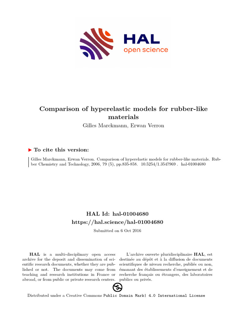 2006-Comparison of Hyperelastic Models For Rubber-Like Materials | PDF ...