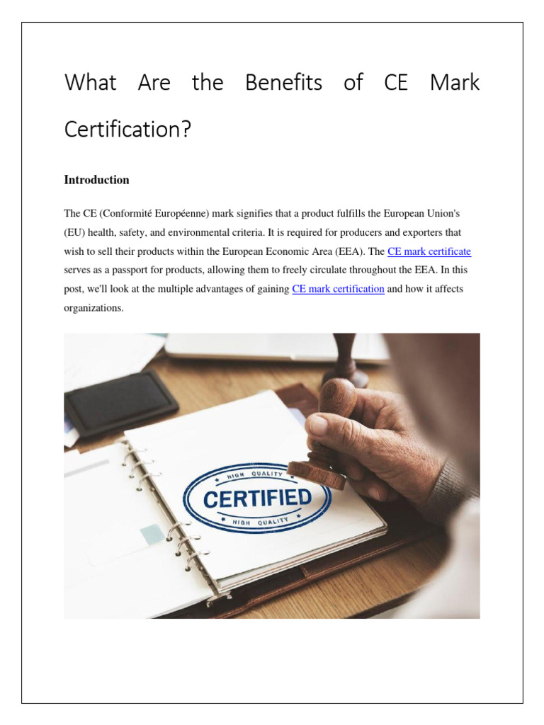 What Are The Benefits of CE Mark Certification | PDF | European ...