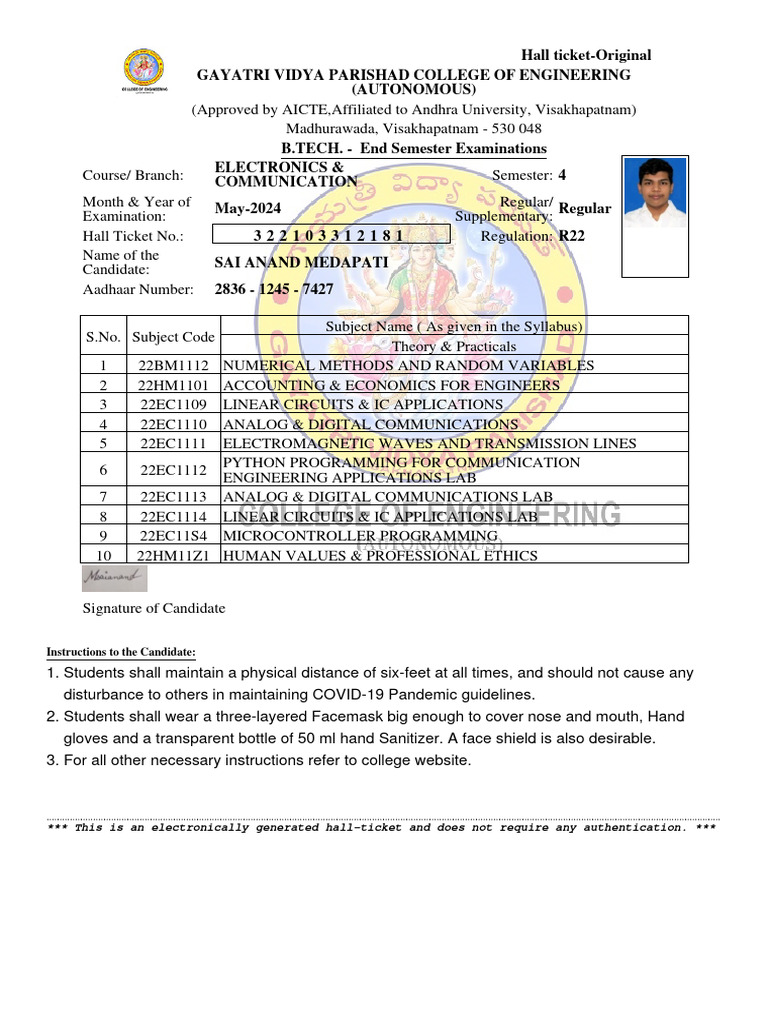Hallticket Student Download | PDF | Technology & Engineering