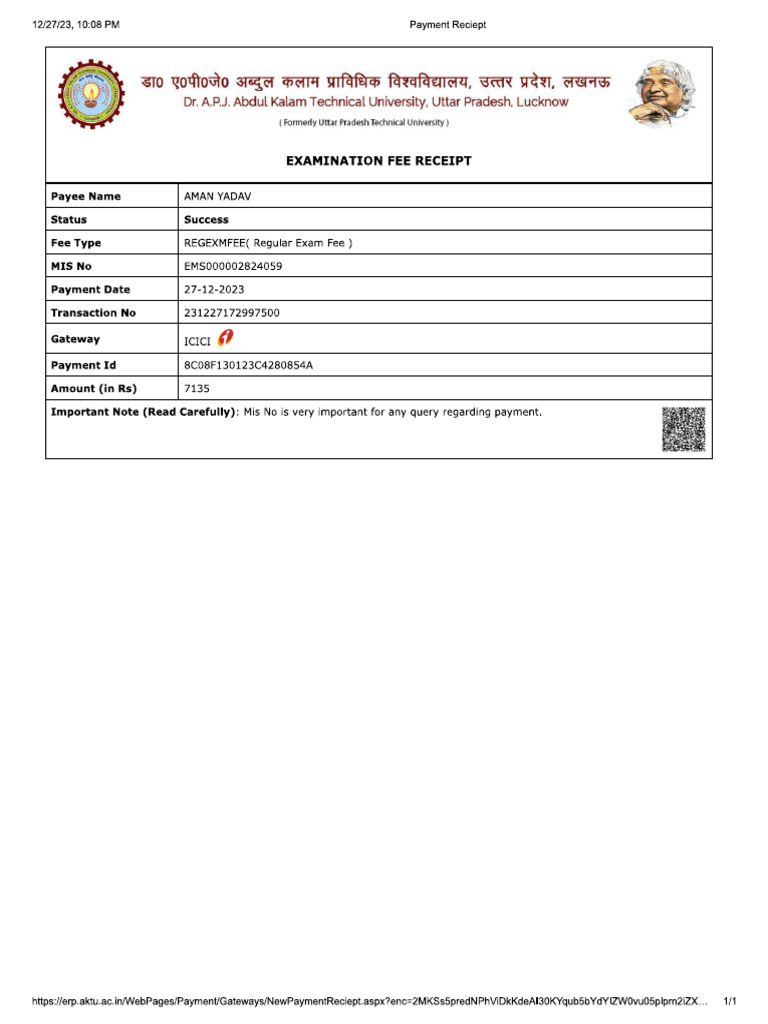 Exam Fees payment | PDF
