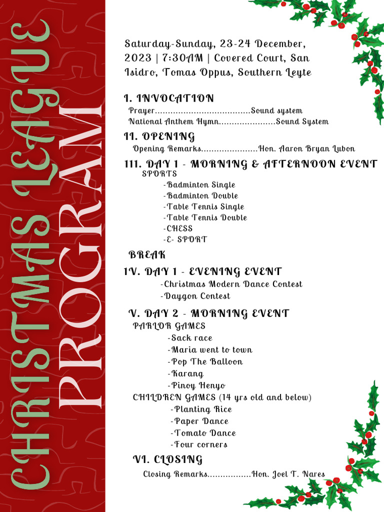 Sports and Games Event Schedule 2023 | PDF