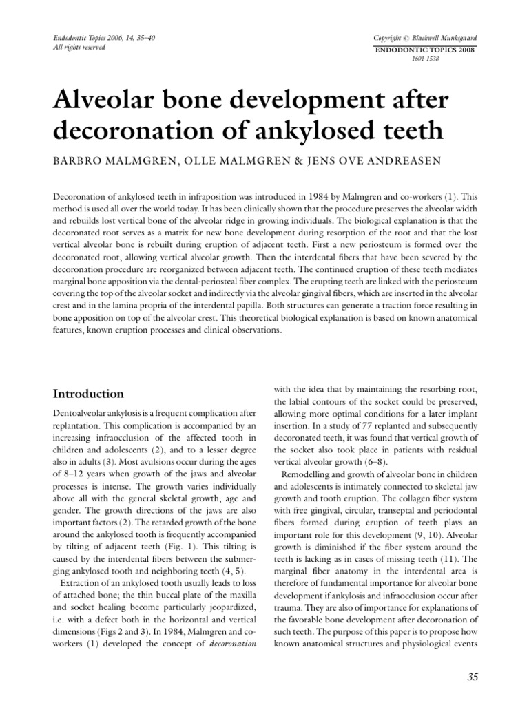 Alveolar Bone Development After Decoronation of Ankylosed Teeth | PDF ...