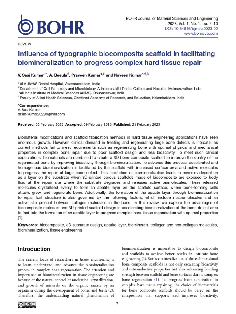 Influence of Typographic Biocomposite Scaffold in Facilitating Biomineralization To Progress ...