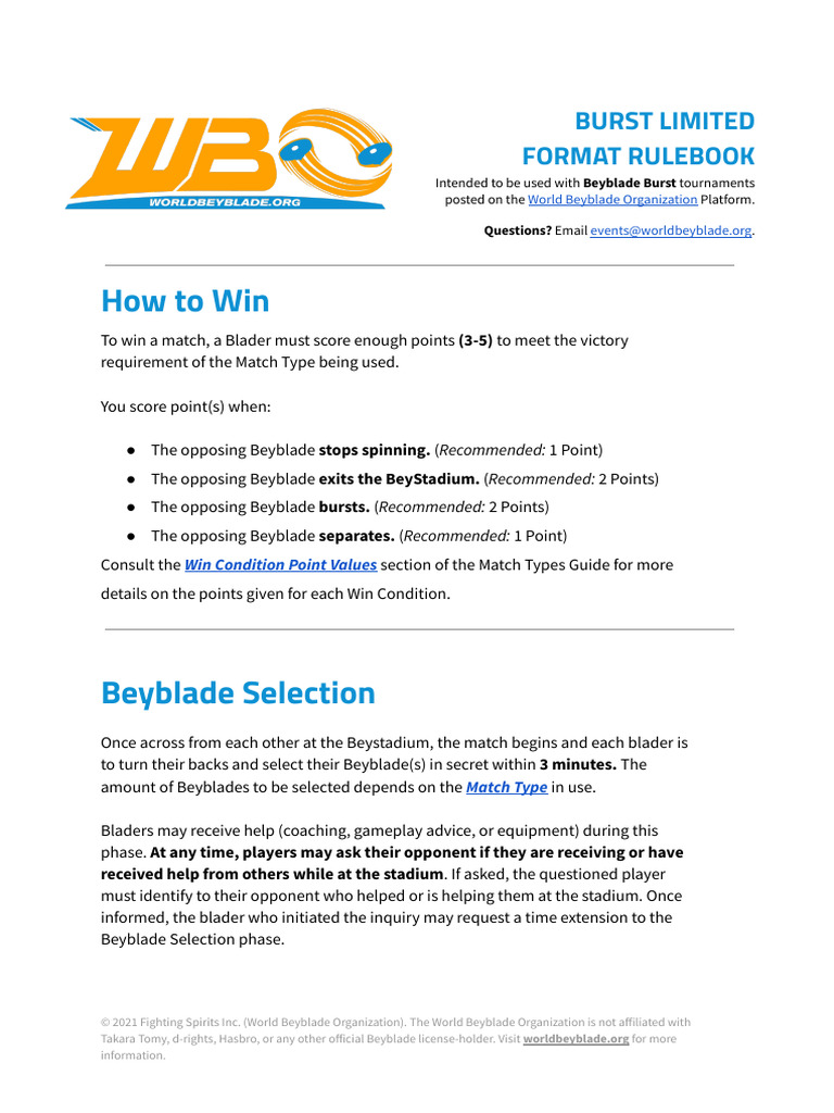Burst Limited Format Rules — World Beyblade Organization | PDF | Toys ...