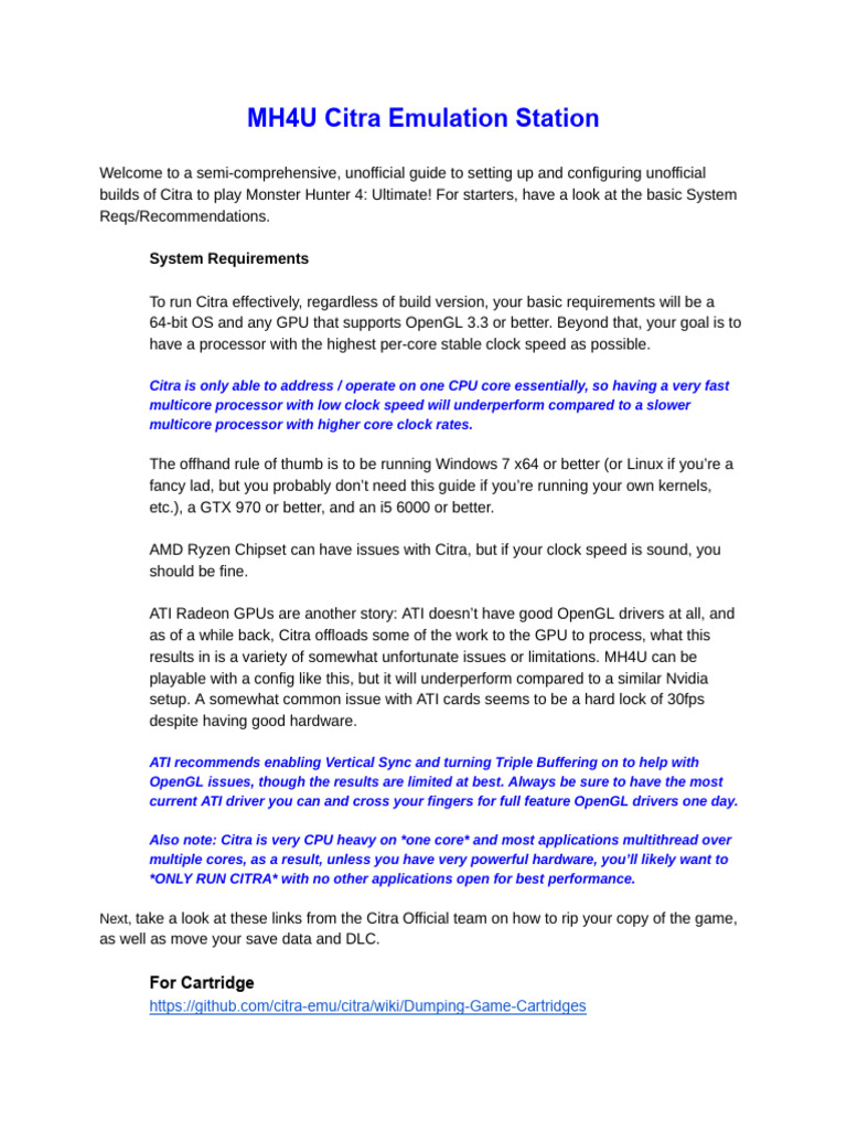 ~MH4U Citra Emulation Station~ | PDF | Graphics Processing Unit | Computing