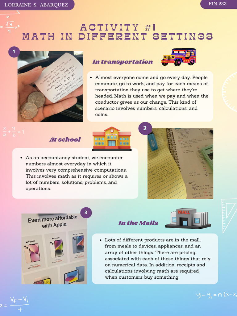 Math in Daily Life Scenarios | PDF