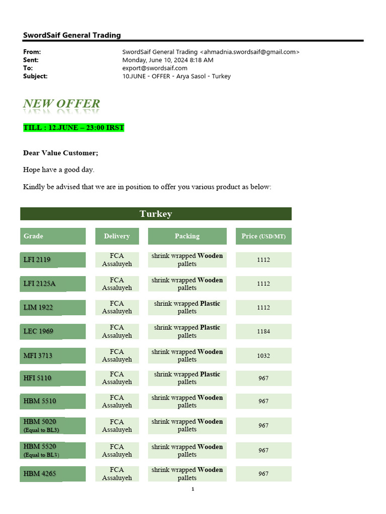 10.JUNE - OFFER - Arya Sasol - Turkey | PDF