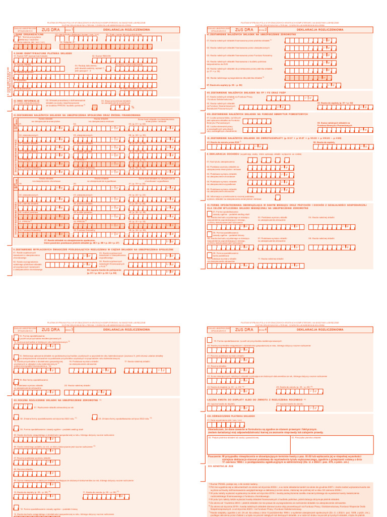 Zus Dra Zus Dra: Deklaracja Rozliczeniowa Deklaracja Rozliczeniowa | PDF