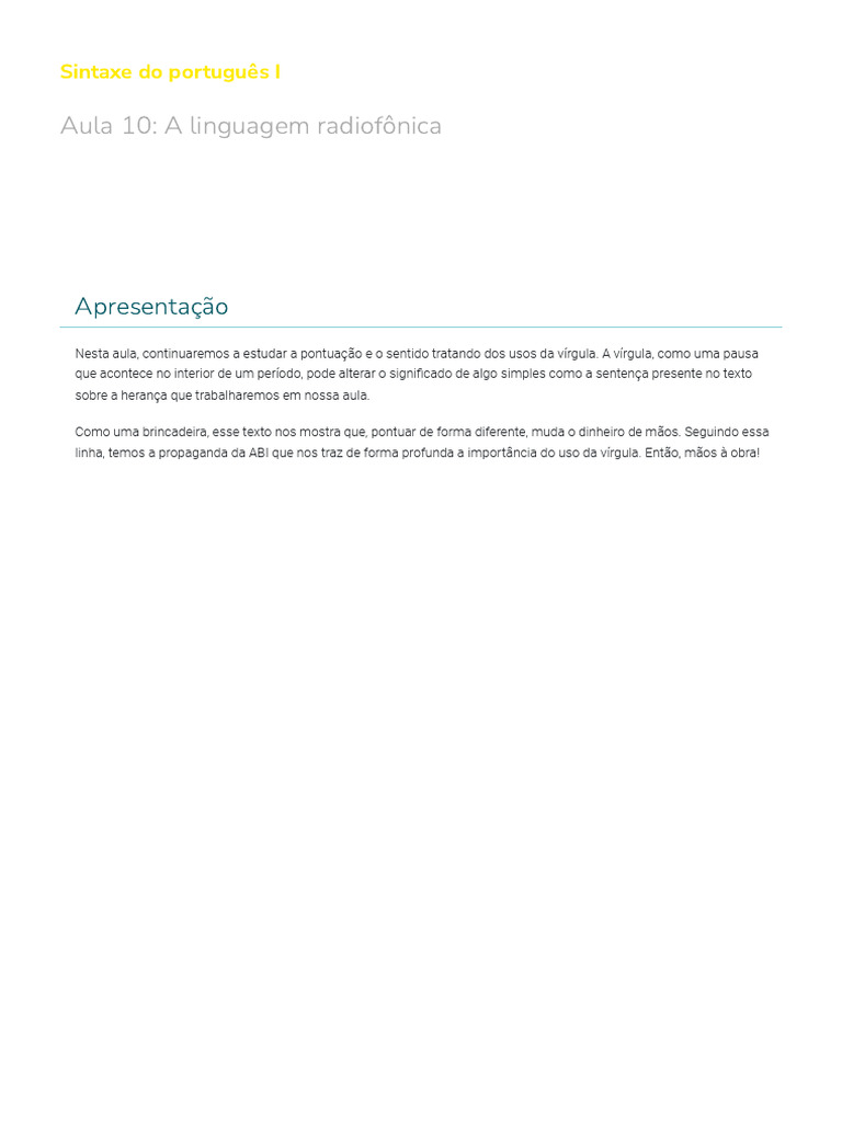 Aula 11 Sala de Aula - Estacio | PDF | Assunto (gramática) | Linguística