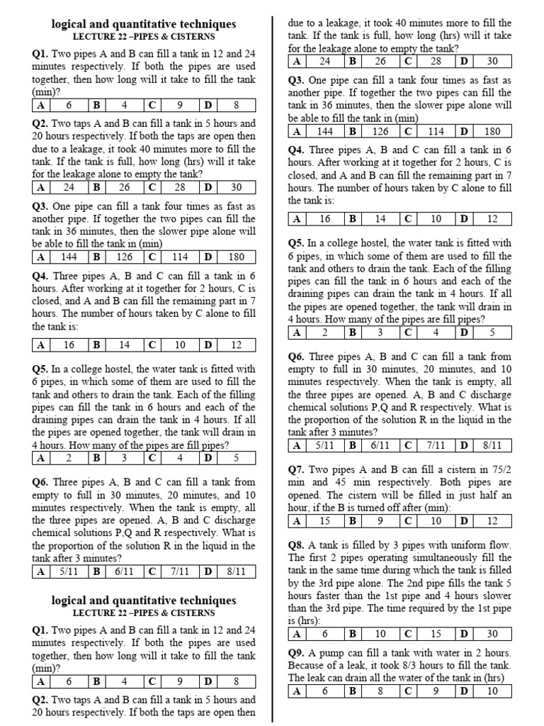 Lecture 22 Pipes and Cisterns | PDF