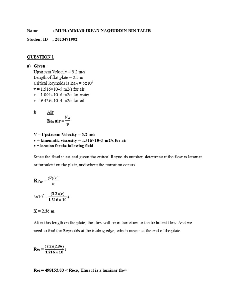 Assignment Fluid | Download Free PDF | Reynolds Number | Turbulence