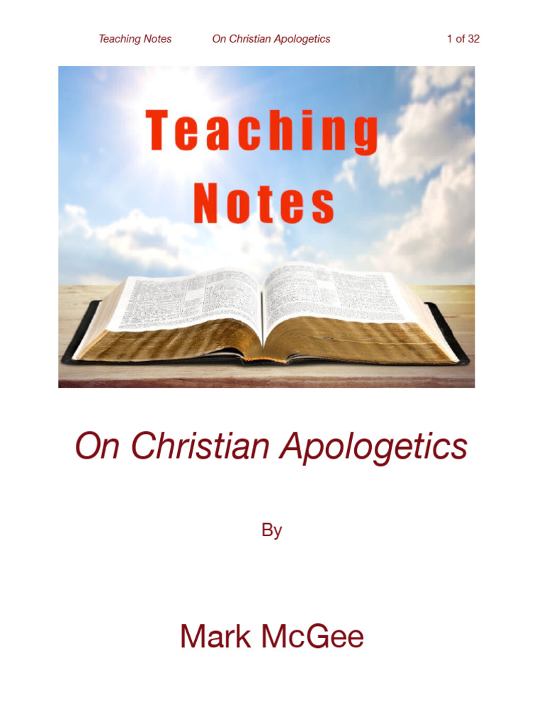 Teaching Notes On Christian Apologetics | PDF | Resurrection Of Jesus ...