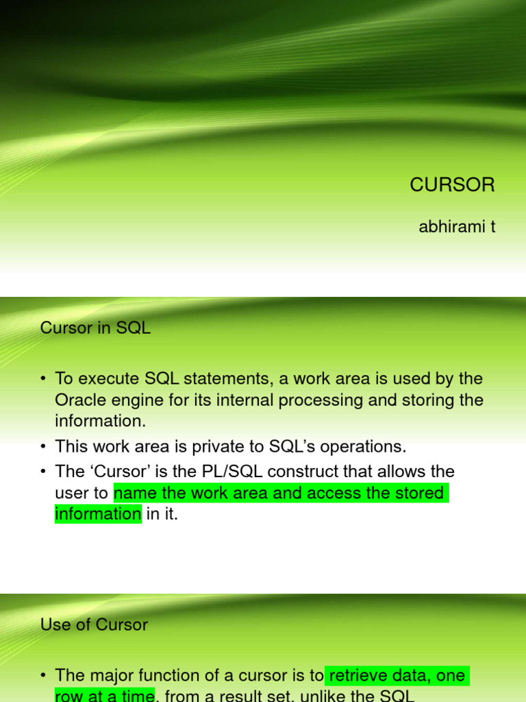 CURSOR | Download Free PDF | Pl/Sql | Sql