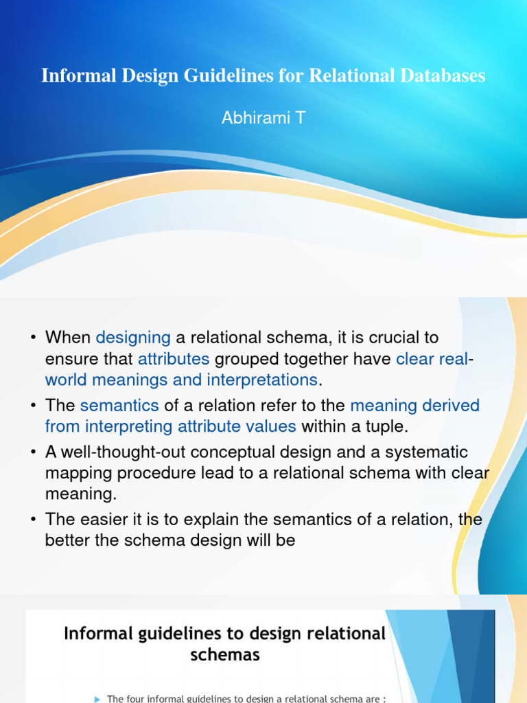Informal Design Guidelines For Relational Databases Pdf Relational